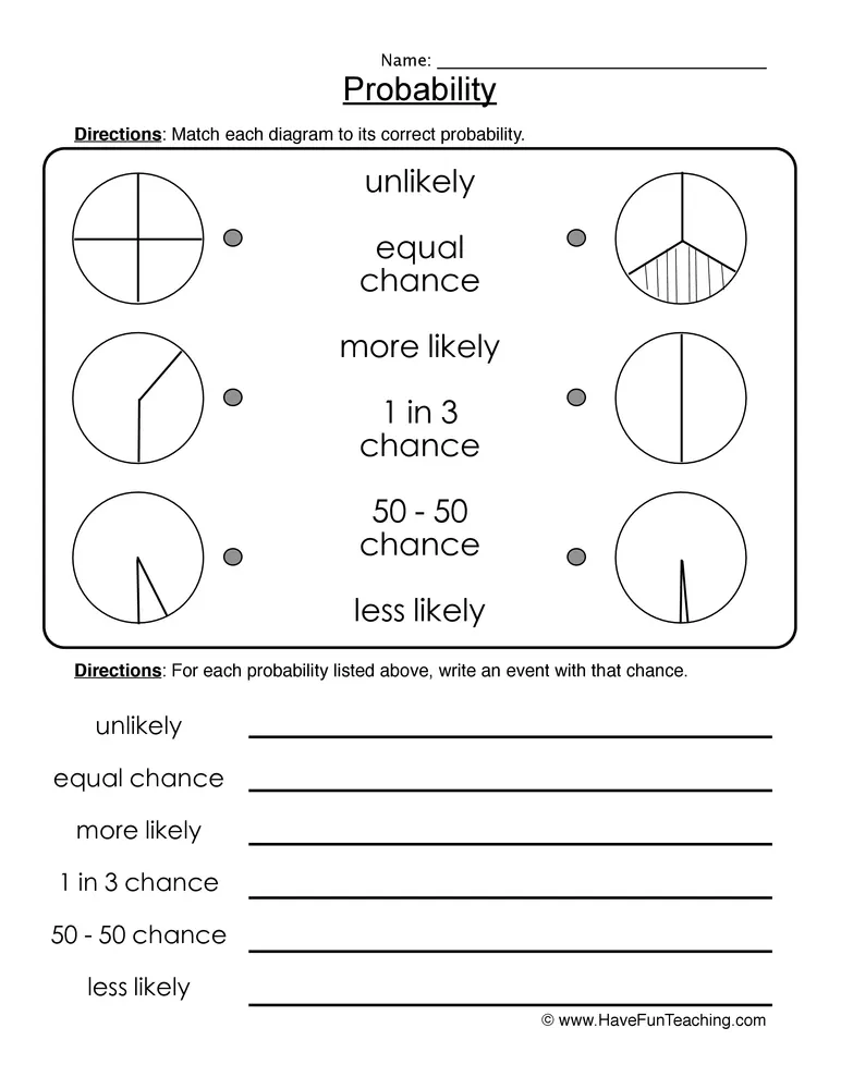 Probability Worksheet by Teach Simple