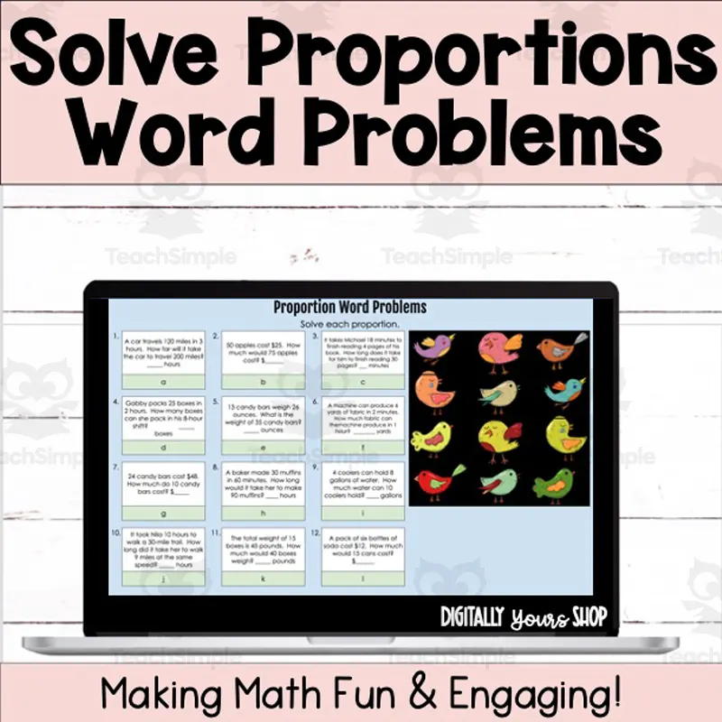Proportions Word Problems Digital Self-Checking Digital Activity by ...