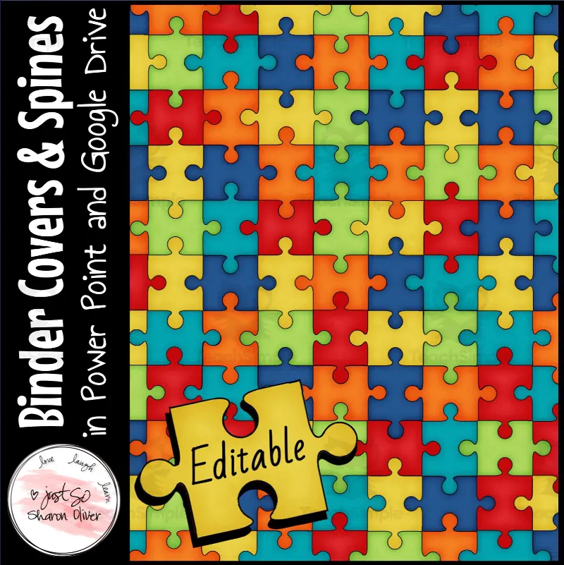 Puzzle Binder Covers & Spines by Teach Simple