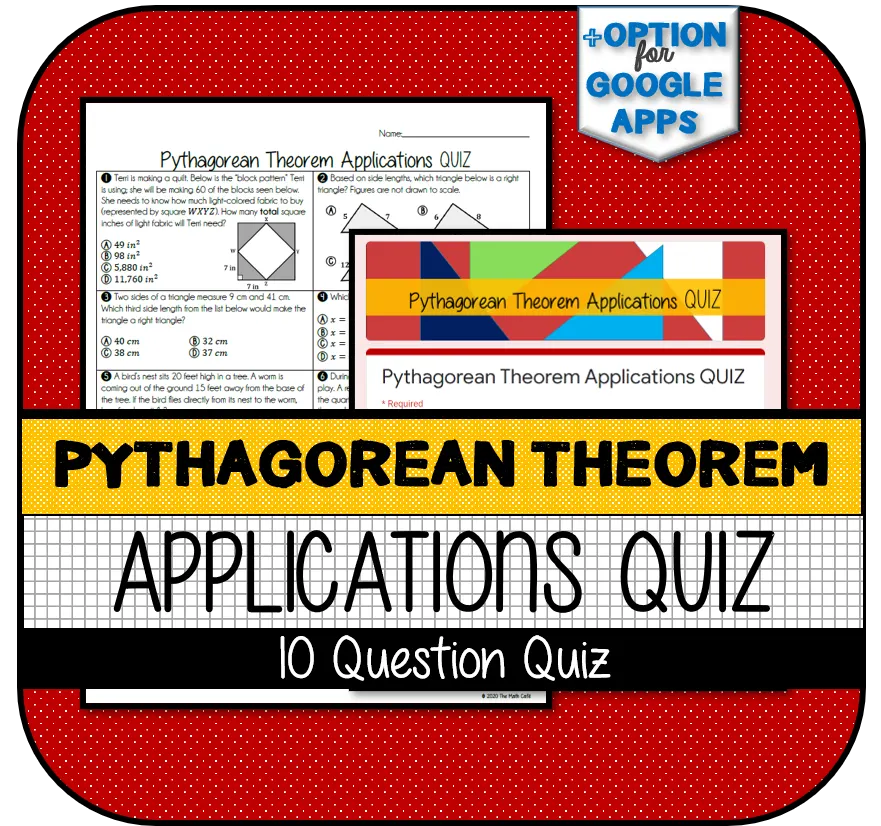 Pythagorean Theorem Applications QUIZ by Teach Simple