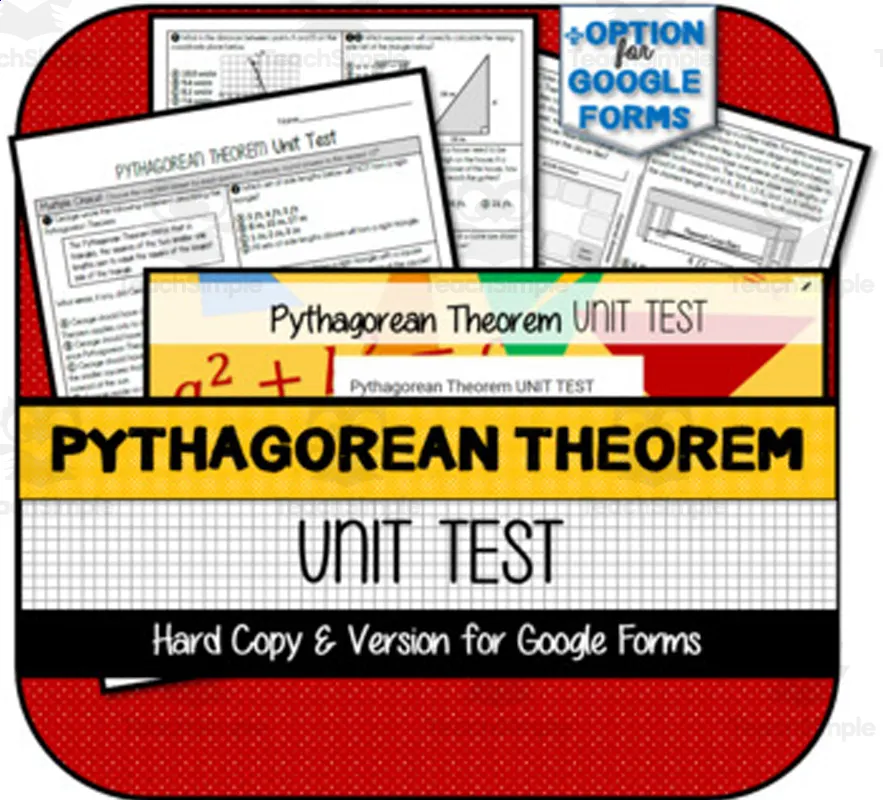 Pythagorean Theorem UNIT TEST by Teach Simple