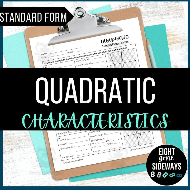 Quadratic Functions - Standard Form - Worksheet by Teach Simple Quadratic Functions - Standard Form - Worksheet by Teach Simple