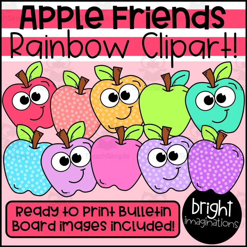 Rainbow Apple Clipart by Teach Simple