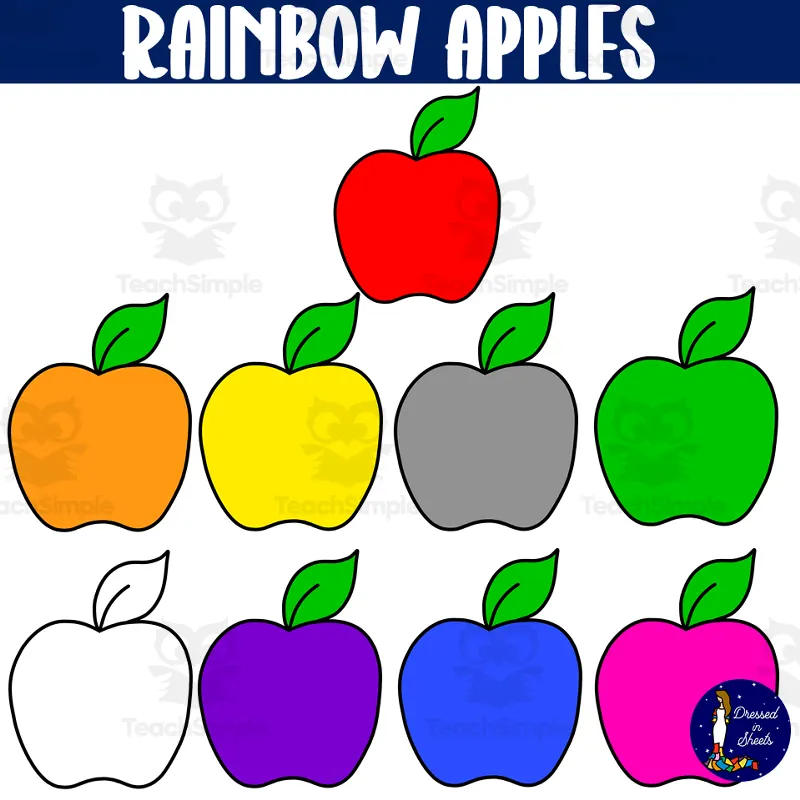 Rainbow Apples Clip Art by Teach Simple