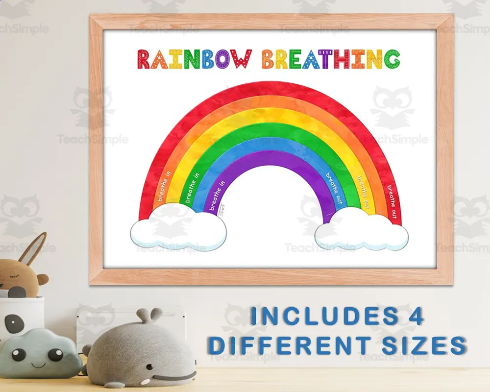 Rainbow Mindful Breathing Activity Poster Great for Classroom Decor and ...