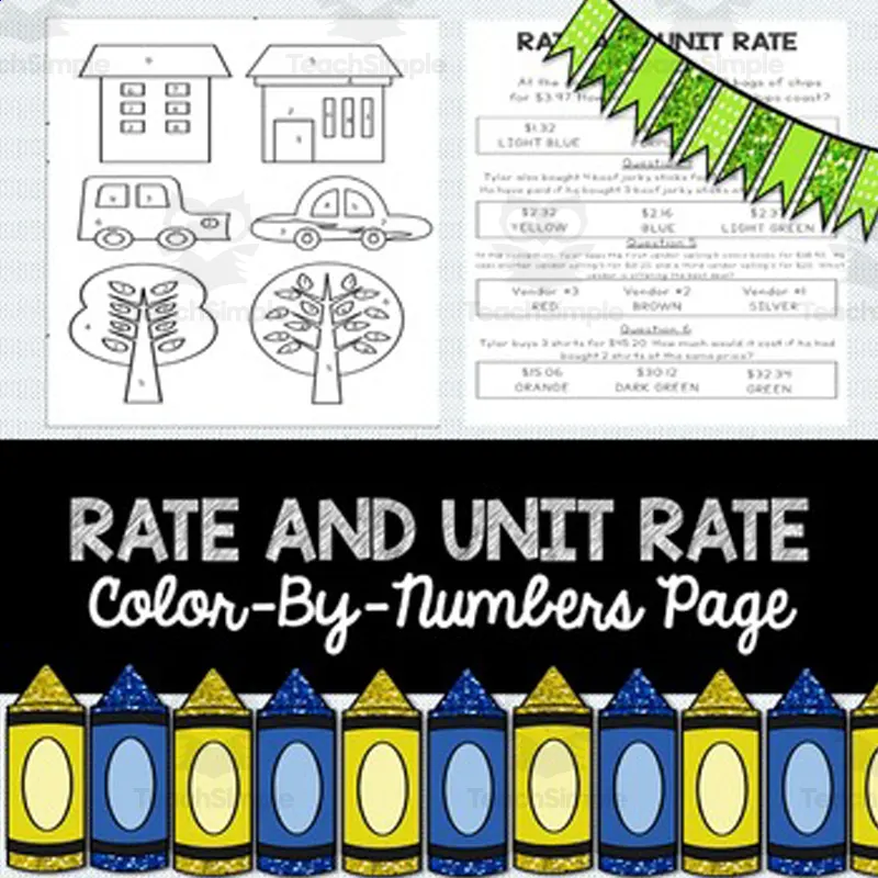 Rate and Unit Rate Color by Number by Teach Simple