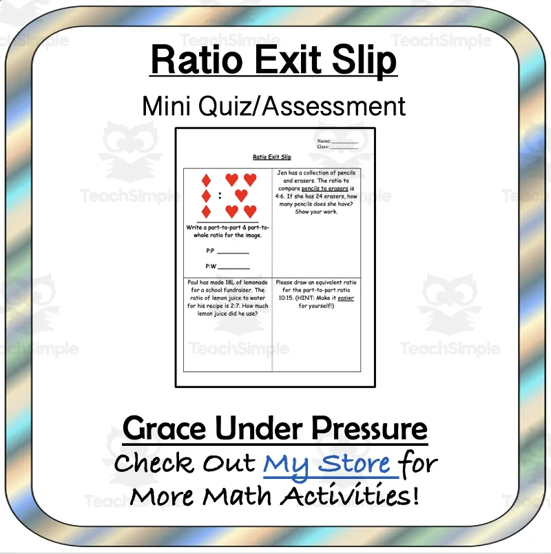 Ratio Mini Quiz/Exit Slip by Teach Simple