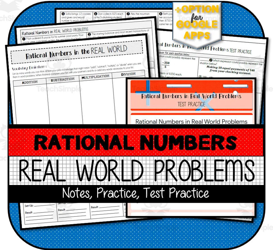 Rational Numbers in Real World Problems NOTES & PRACTICE by Teach Simple