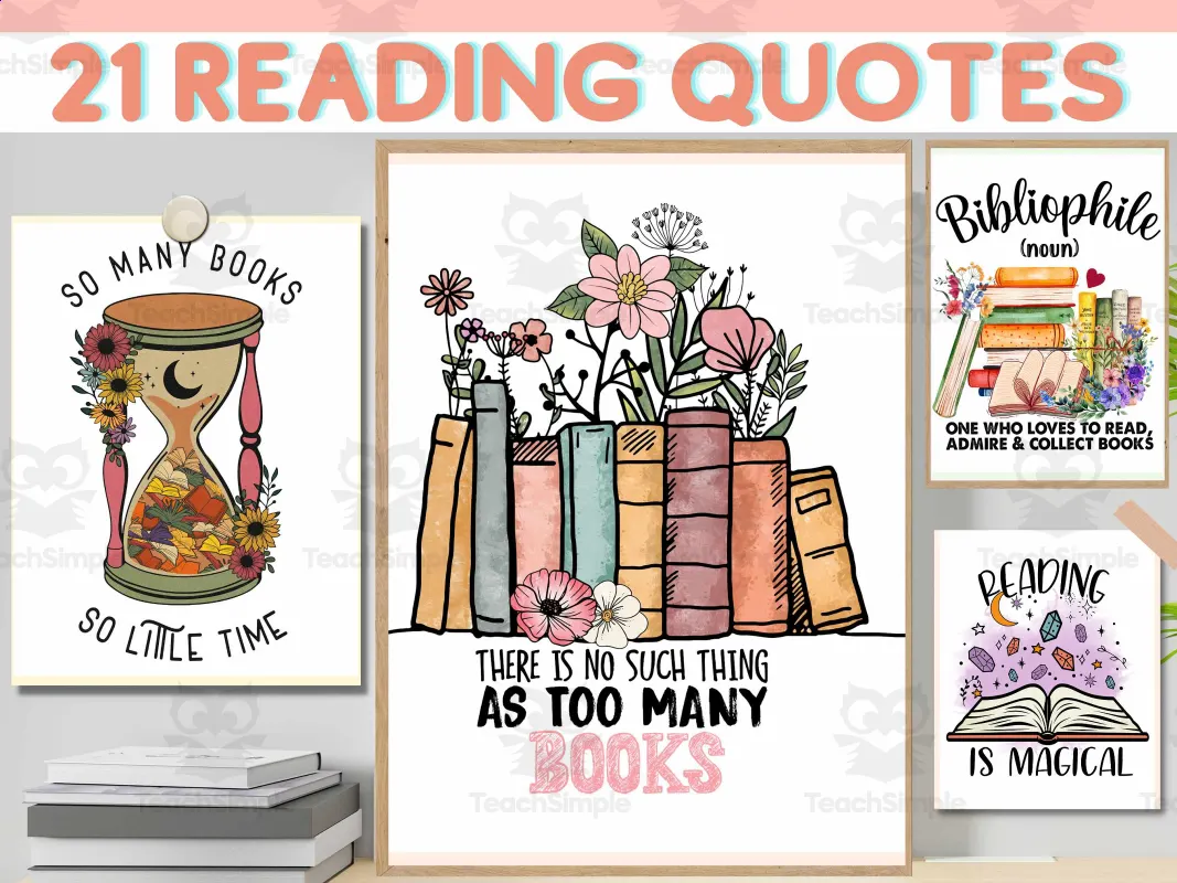 Reading Bulletin Board Posters Reading Quotes Library Decor Book Week ...