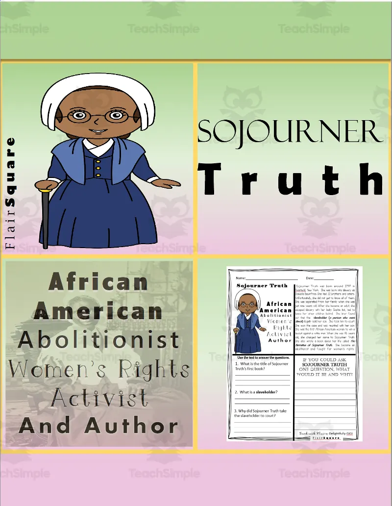 Reading Comprehension for Black History Month: Sojourner Truth by Teach ...