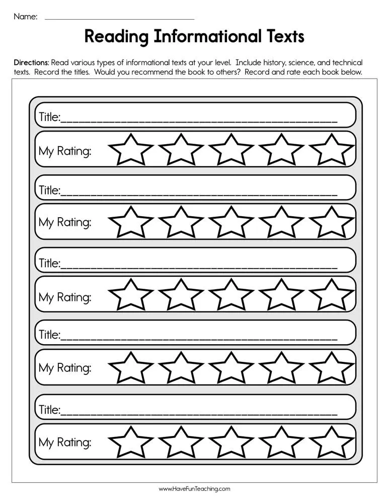 Reading Informational Texts Worksheet by Teach Simple