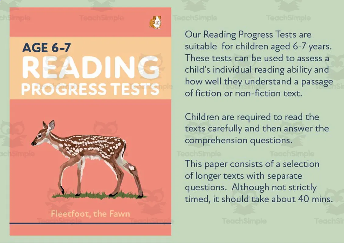 Reading Progress Test 1B - Age 6-7 - KS1- Fleetfoot the Fawn by Teach ...