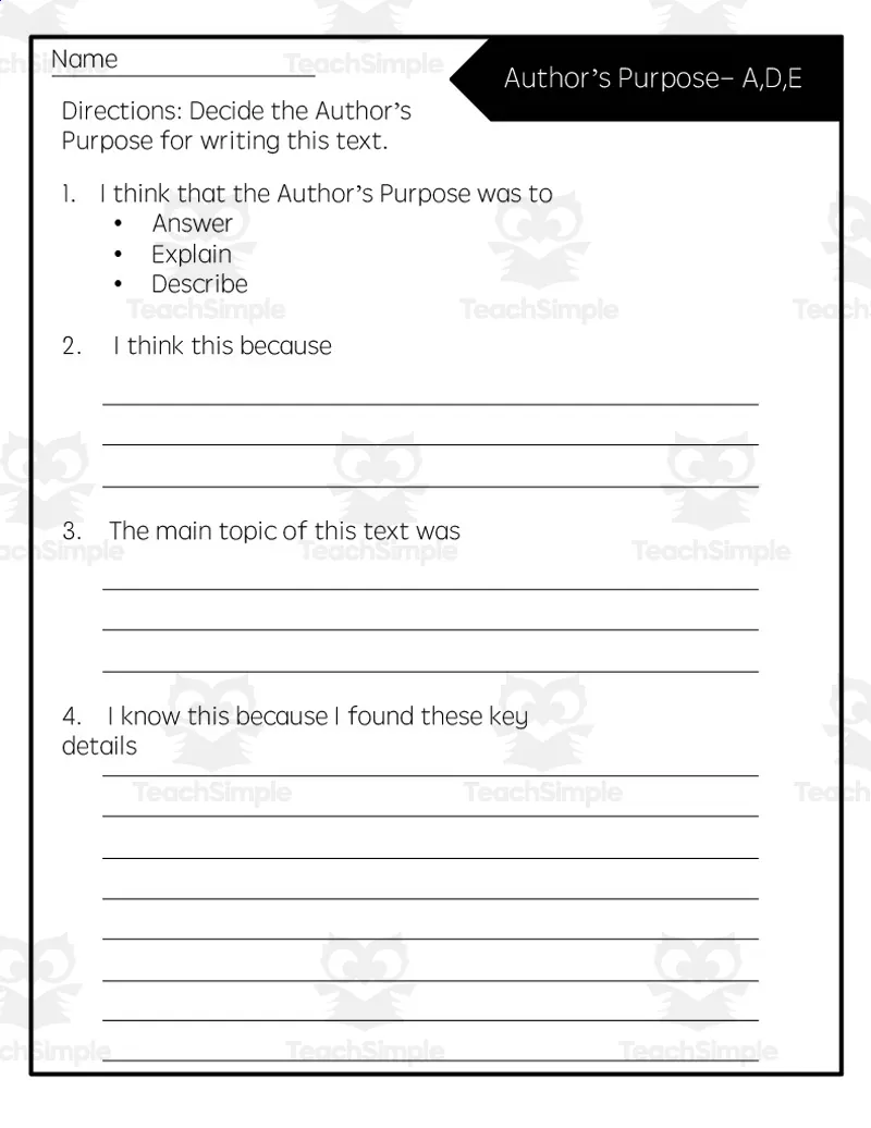 Reading Quick Check: Author's Purpose 2 by Teach Simple