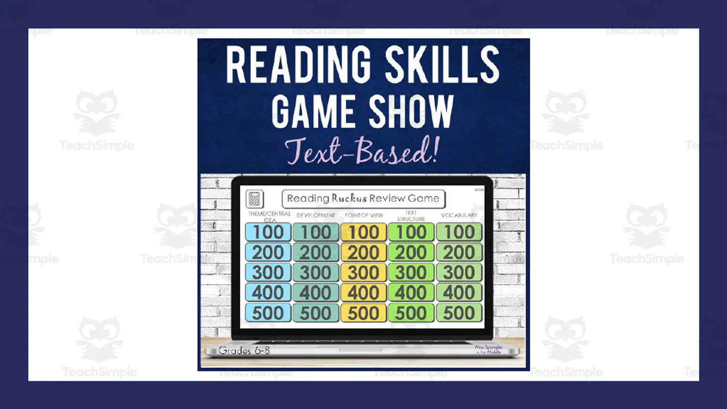 Reading Skills Game Show by Teach Simple