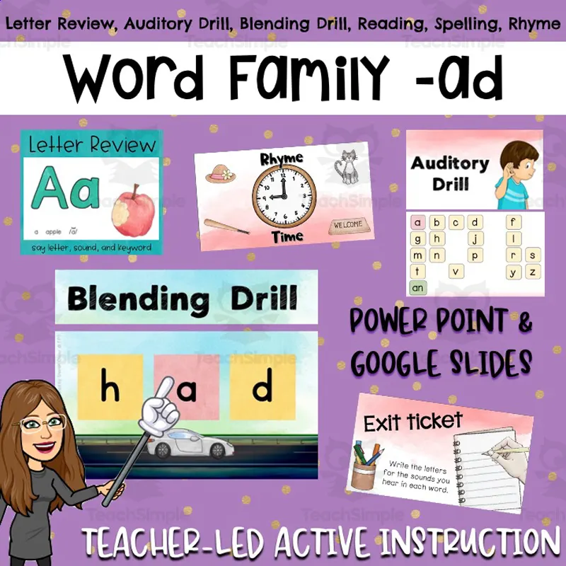 Ready to Read -ad Word Family Active Instruction Lesson 4 by Teach Simple