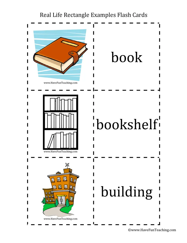 Real Life Examples Rectangle Flash Cards by Teach Simple
