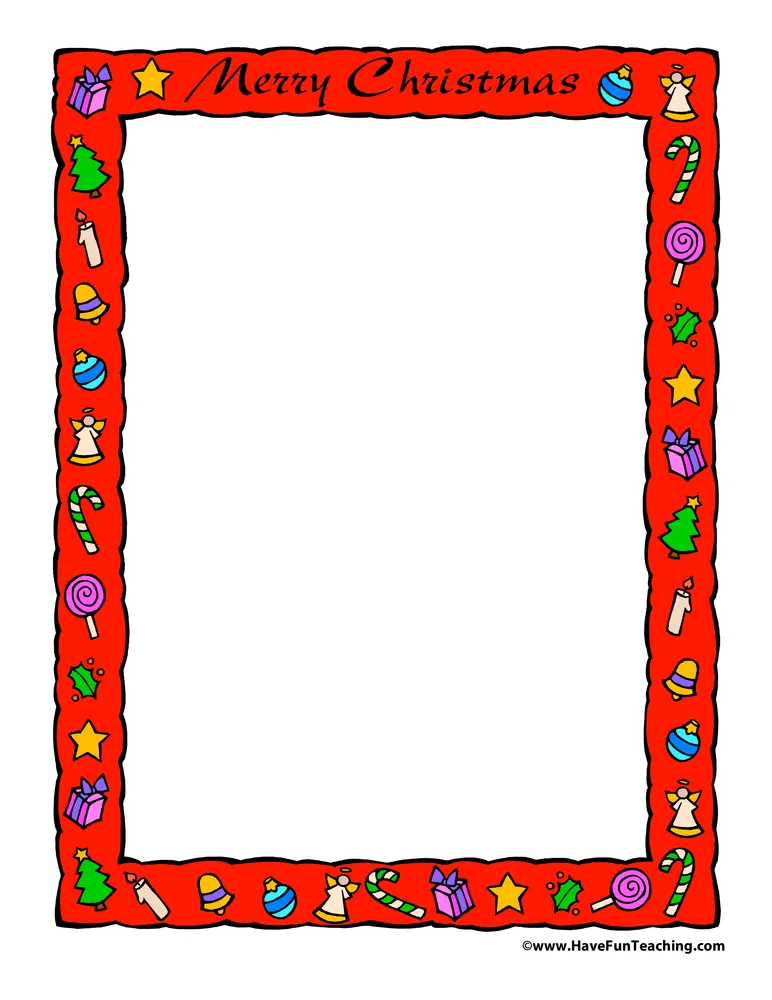 Red Christmas Writing Paper by Teach Simple