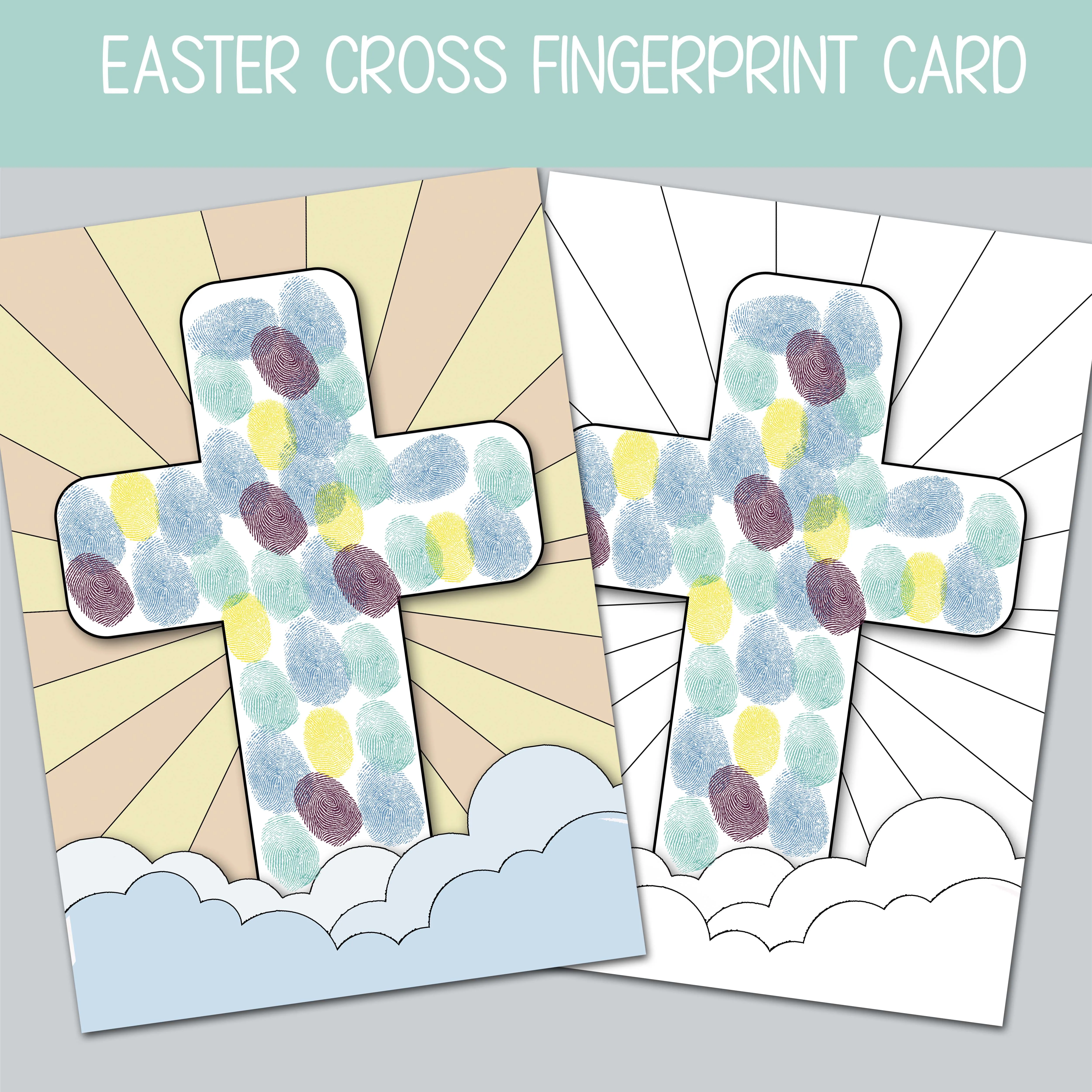 RELIGIOUS EASTER CARD, JESUS' CROSS CRAFT, CHRISTIAN FINGERPRINT ART by ...