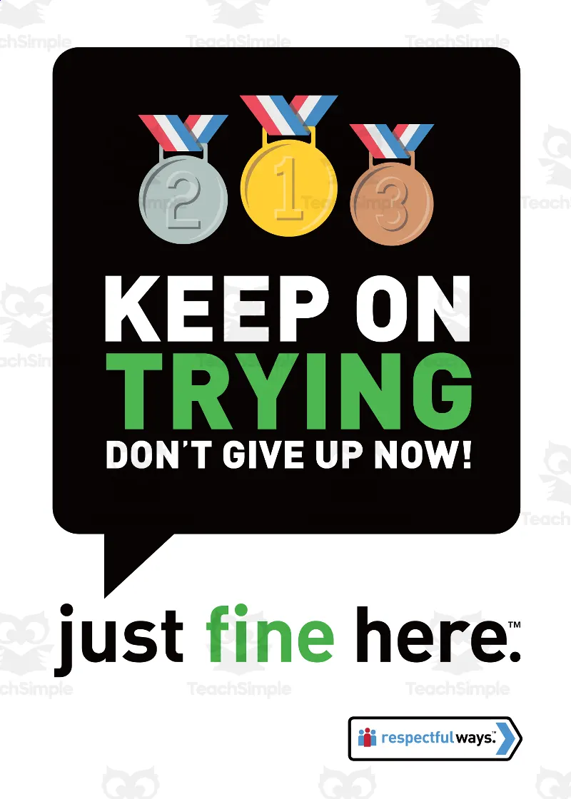 Respectful Ways: Class Sign: Keep On Trying by Teach Simple