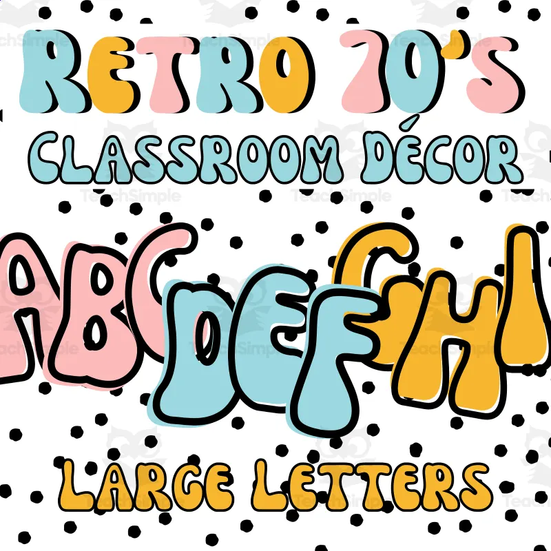 Retro 70s Classroom Decor Middle and High School Bulletin Board Letters ...