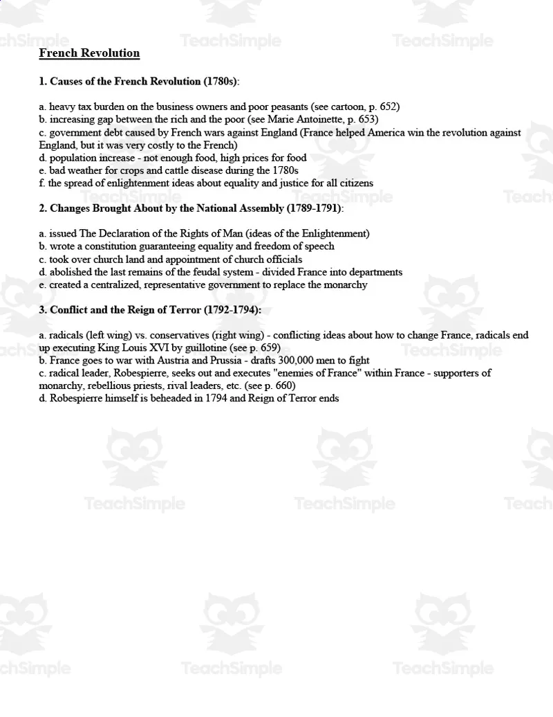 Revolutions and Nationalism in Europe Outlines by Teach Simple