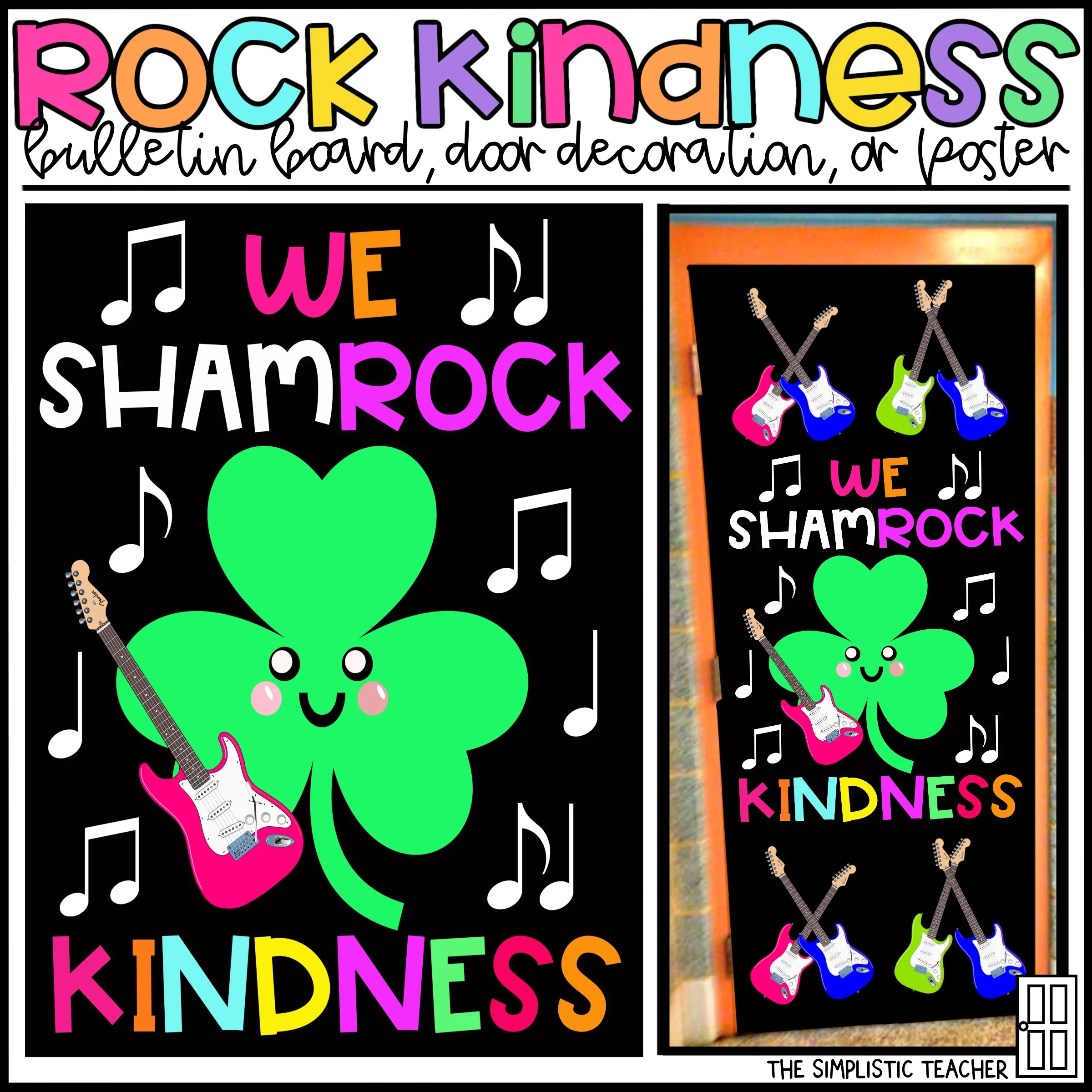 Rock Kindness St. Patrick's Day Bulletin Board Kit, Door Decoration Set ...