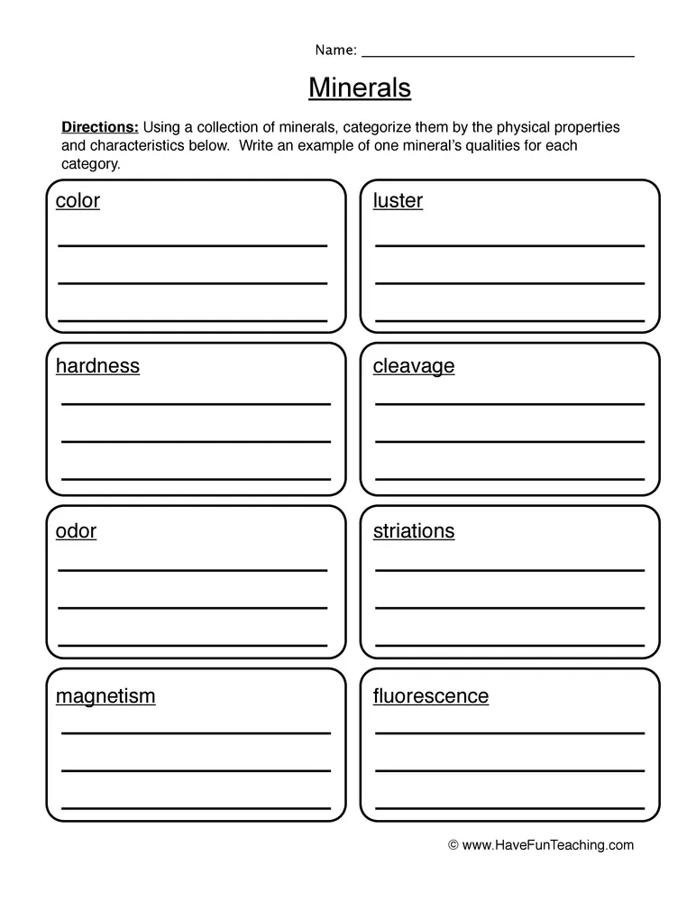 Rocks Minerals Categorization Worksheet by Teach Simple Rocks Minerals Categorization Worksheet by Teach Simple
