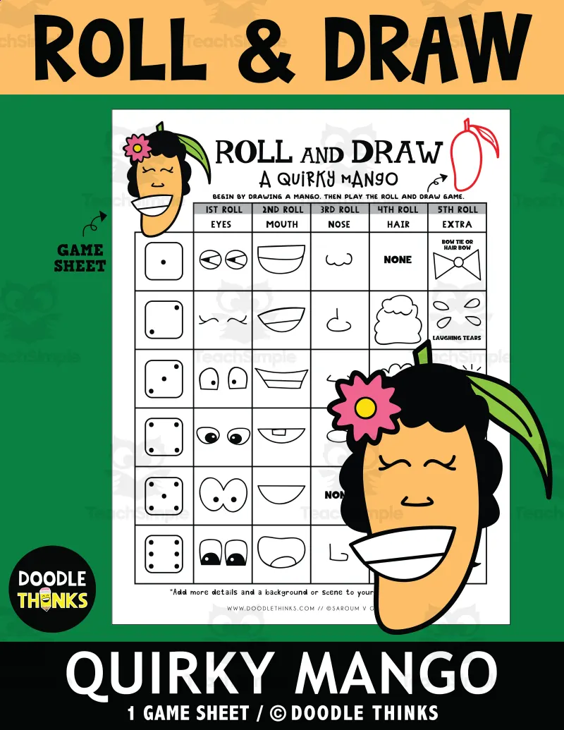 Roll and Draw A Quirky Mango Game Sheet by Teach Simple