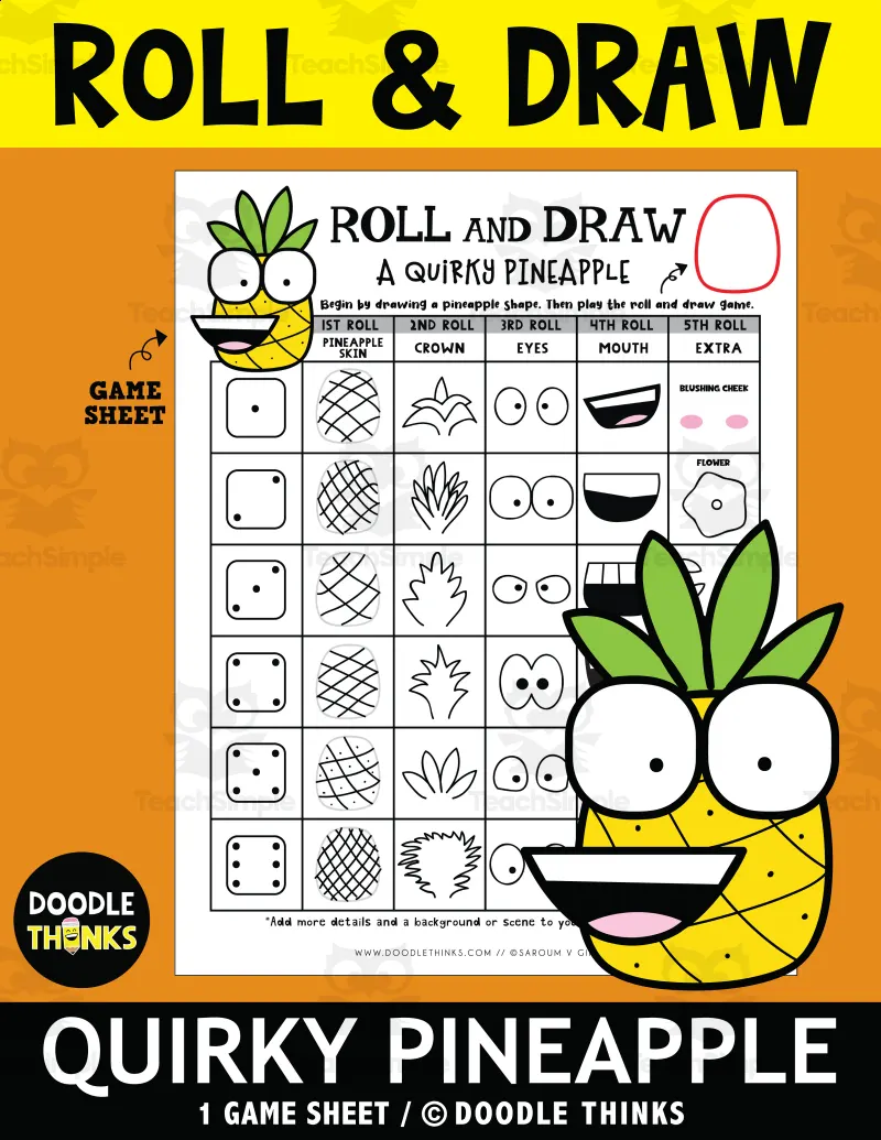 Roll and Draw A Quirky Pineapple Game Sheet by Teach Simple