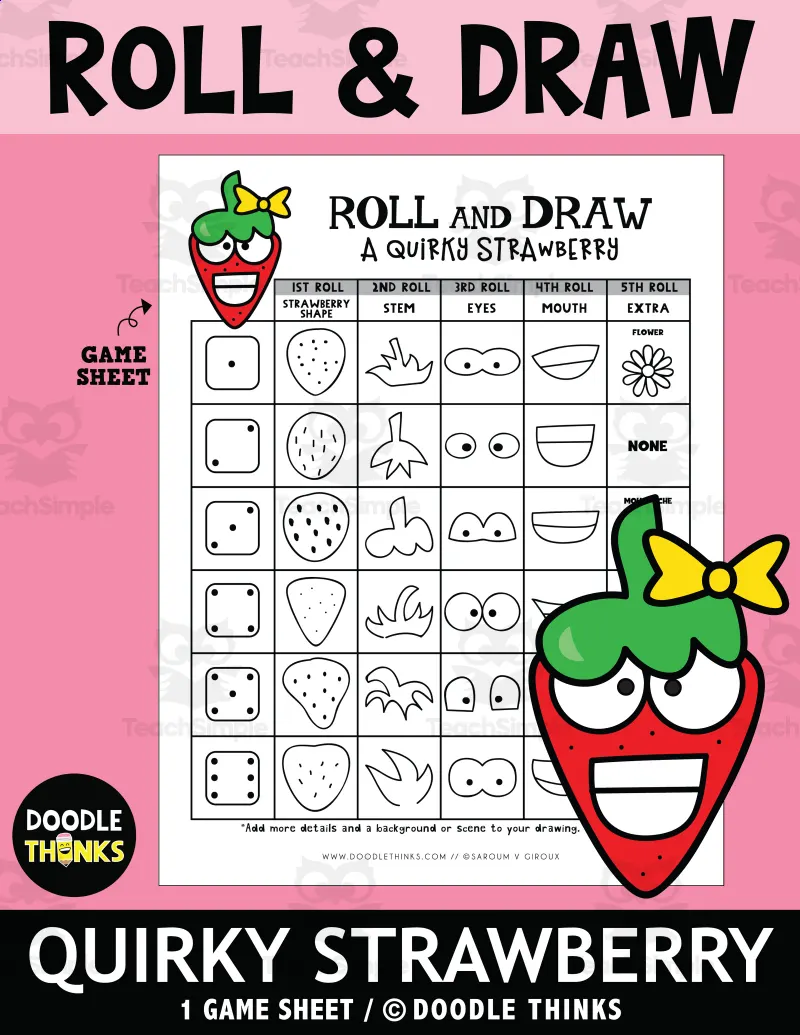 Roll and Draw A Quirky Strawberry Game Sheet by Teach Simple