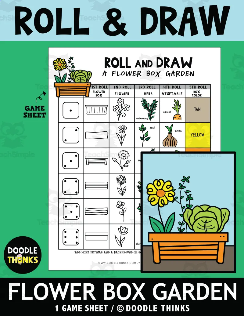 Roll and Draw Spring Fun - A Flower Box Game Sheet by Teach Simple