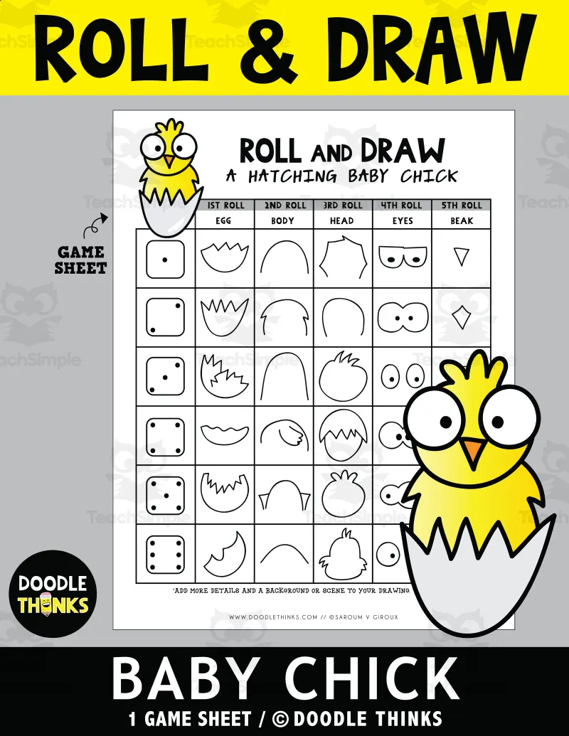 Roll and Draw Spring Fun - A Hatching Baby Chick Game Sheet by Teach Simple