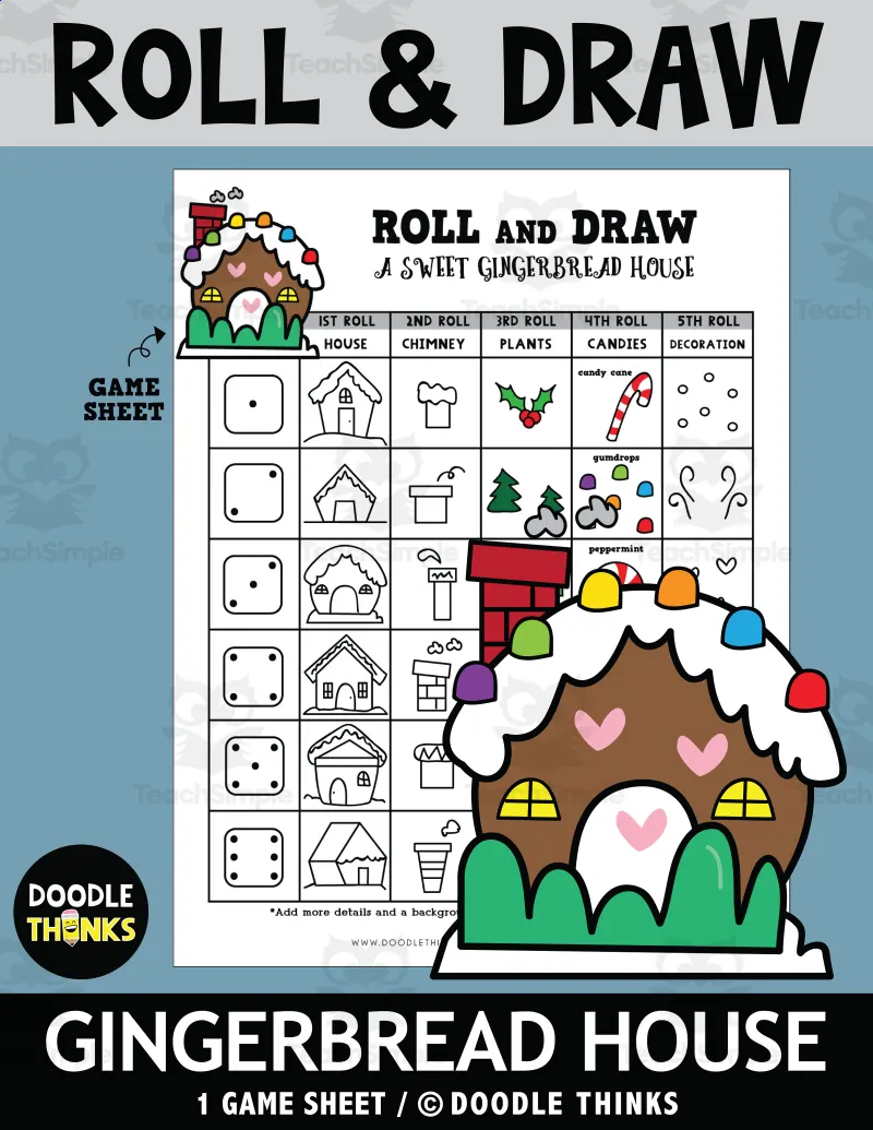 Roll and Draw Winter Fun - A Sweet Gingerbread House Game Sheet by ...