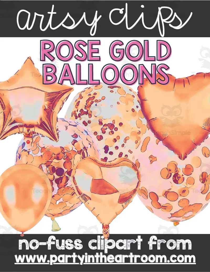 Rose Gold Balloons Clipart by Teach Simple