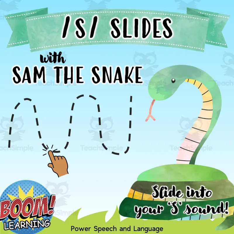 S Articulation, S Snake Slides, Boom Cards Speech Therapy, Stopping ...