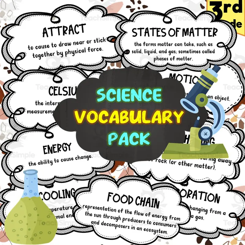 Science Vocabulary Pack for Whole Year by Teach Simple