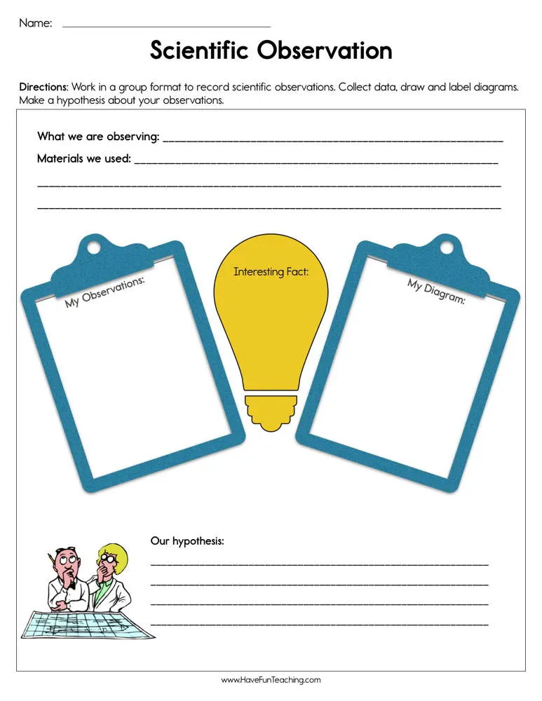 Scientific Observation Worksheet by Teach Simple