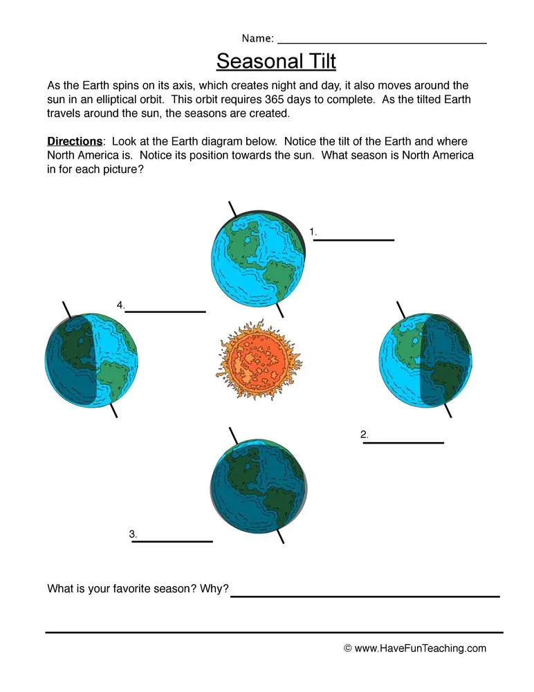 Seasonal Tilt Worksheet by Teach Simple