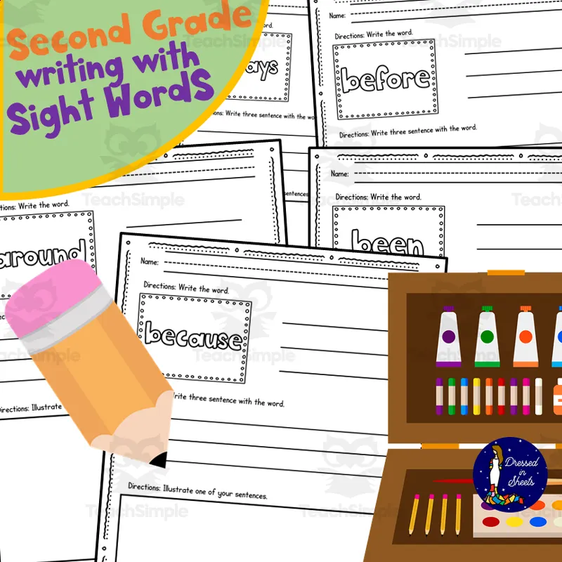Second Grade Writing with Sight Words by Teach Simple