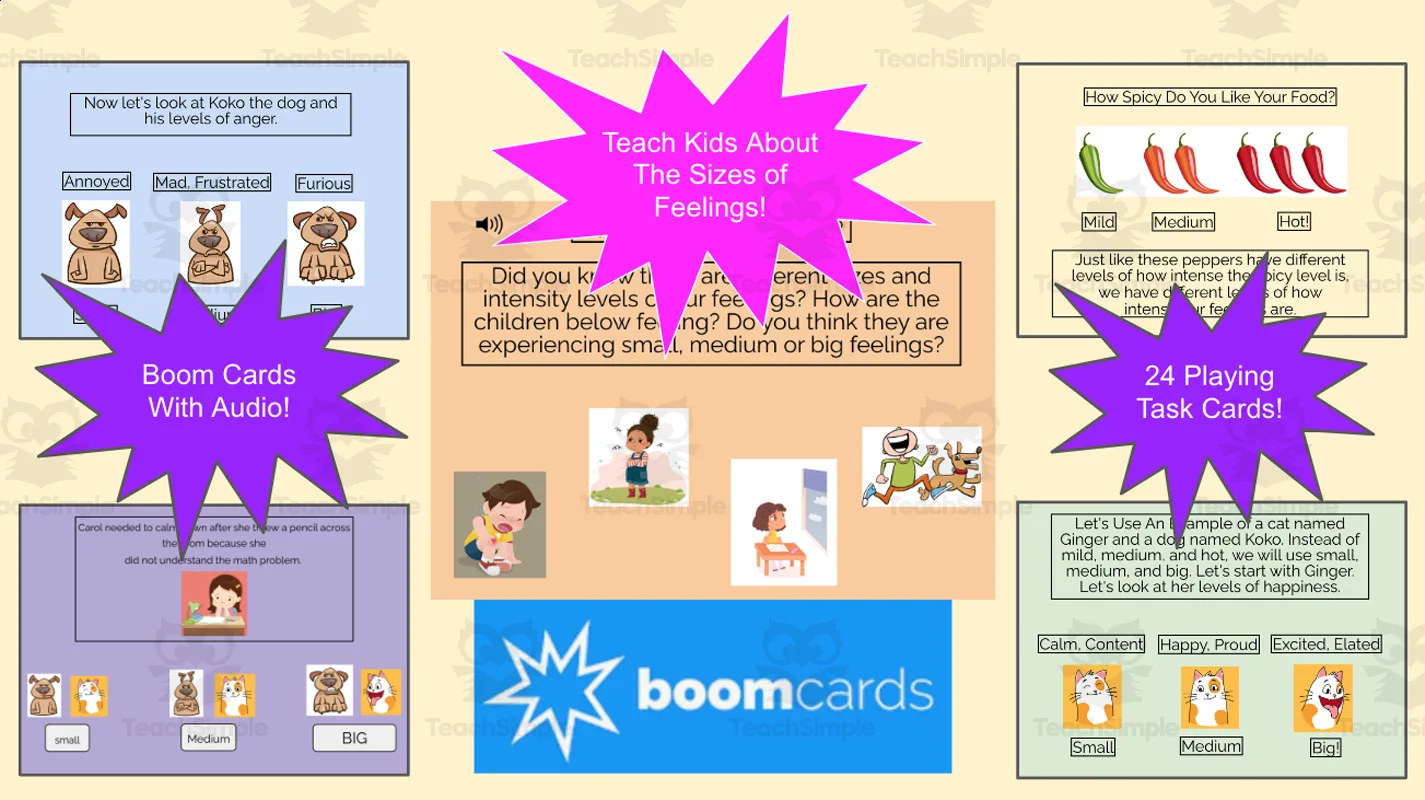 SEL Boom Cards! What Is The Size Of The Feeling? With Audio by Teach Simple