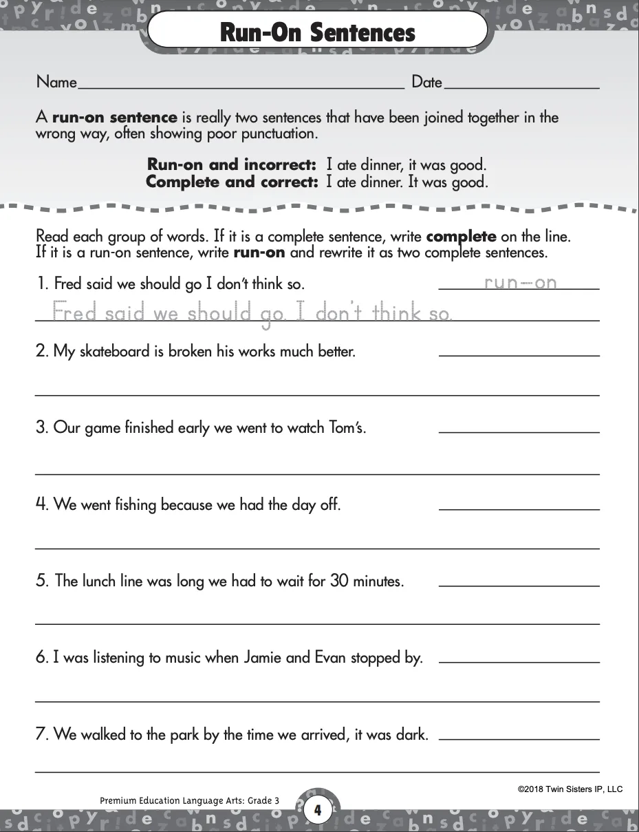 Sentences Printable Workbook by Teach Simple