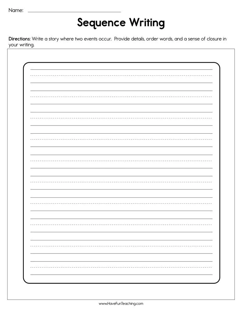 Sequence Writing Worksheet by Teach Simple
