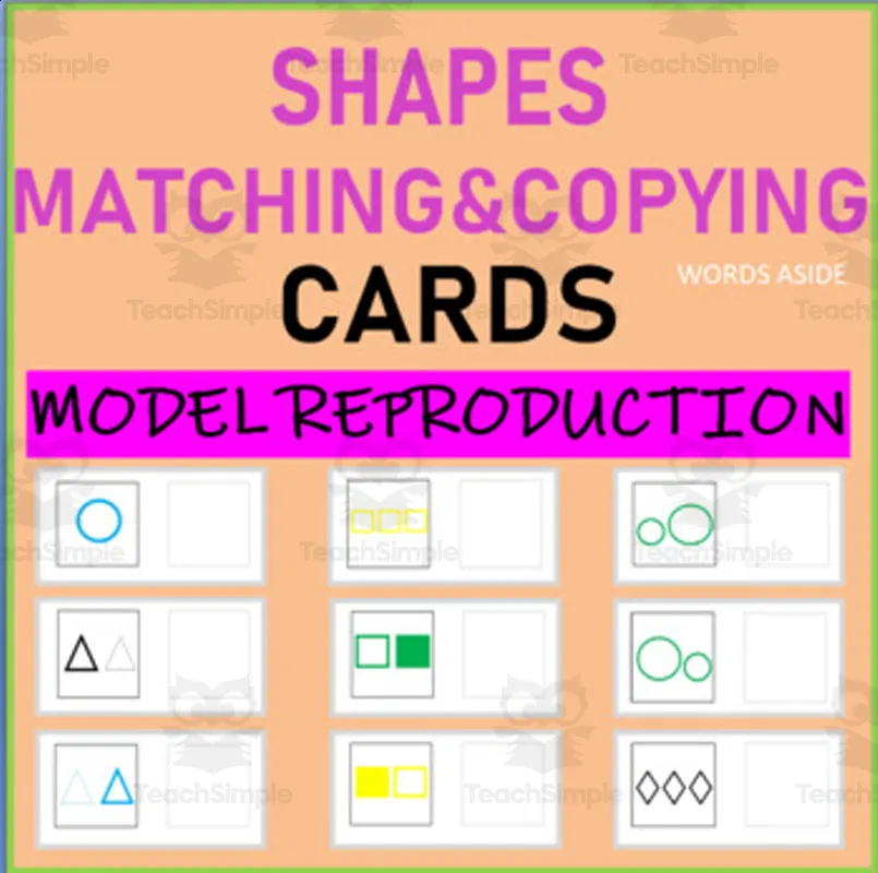 SHAPES MATCHING + COPYING CARDS MODEL REPRODUCTION MATS / WORKSHEETS by ...