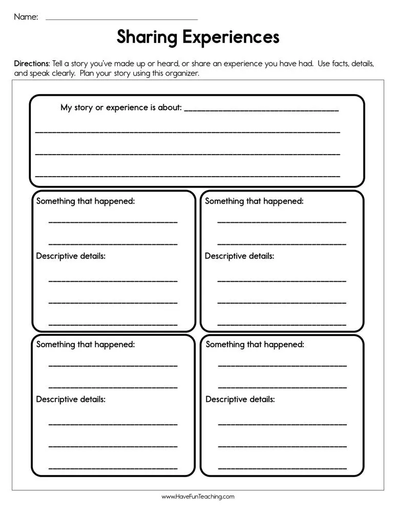 Sharing Experiences Worksheet by Teach Simple