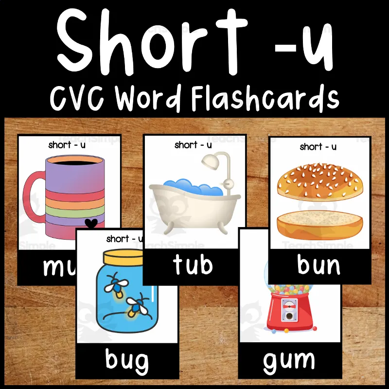 Short -u CVC flashcards by Teach Simple