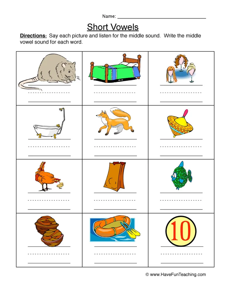 Short Vowels Writing Practice Worksheet by Teach Simple