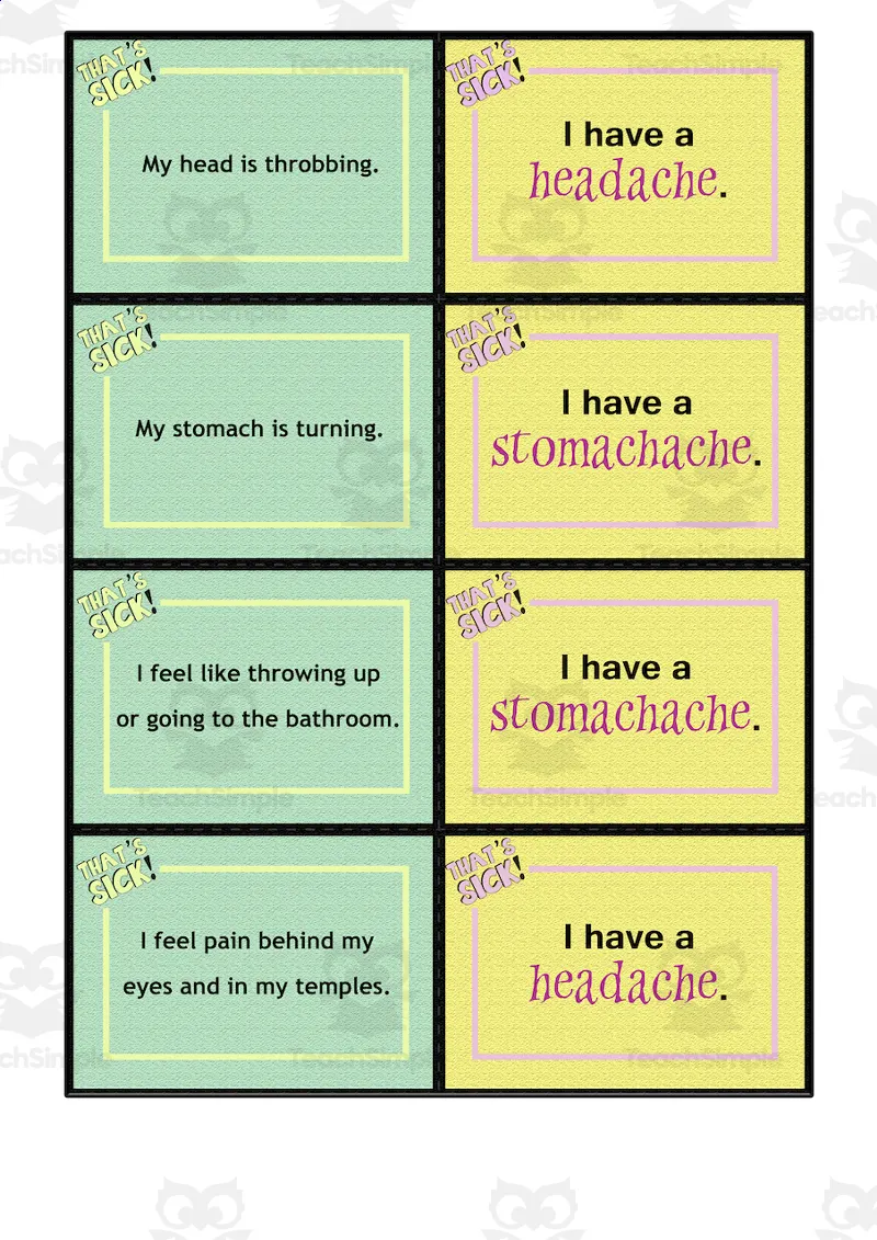 Sickness + Health Game Cards by Teach Simple