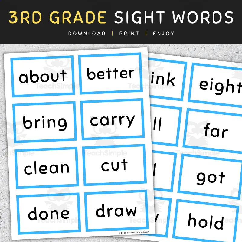 Sight Words Flashcards: 3rd Grade, [SET 1] by Teach Simple