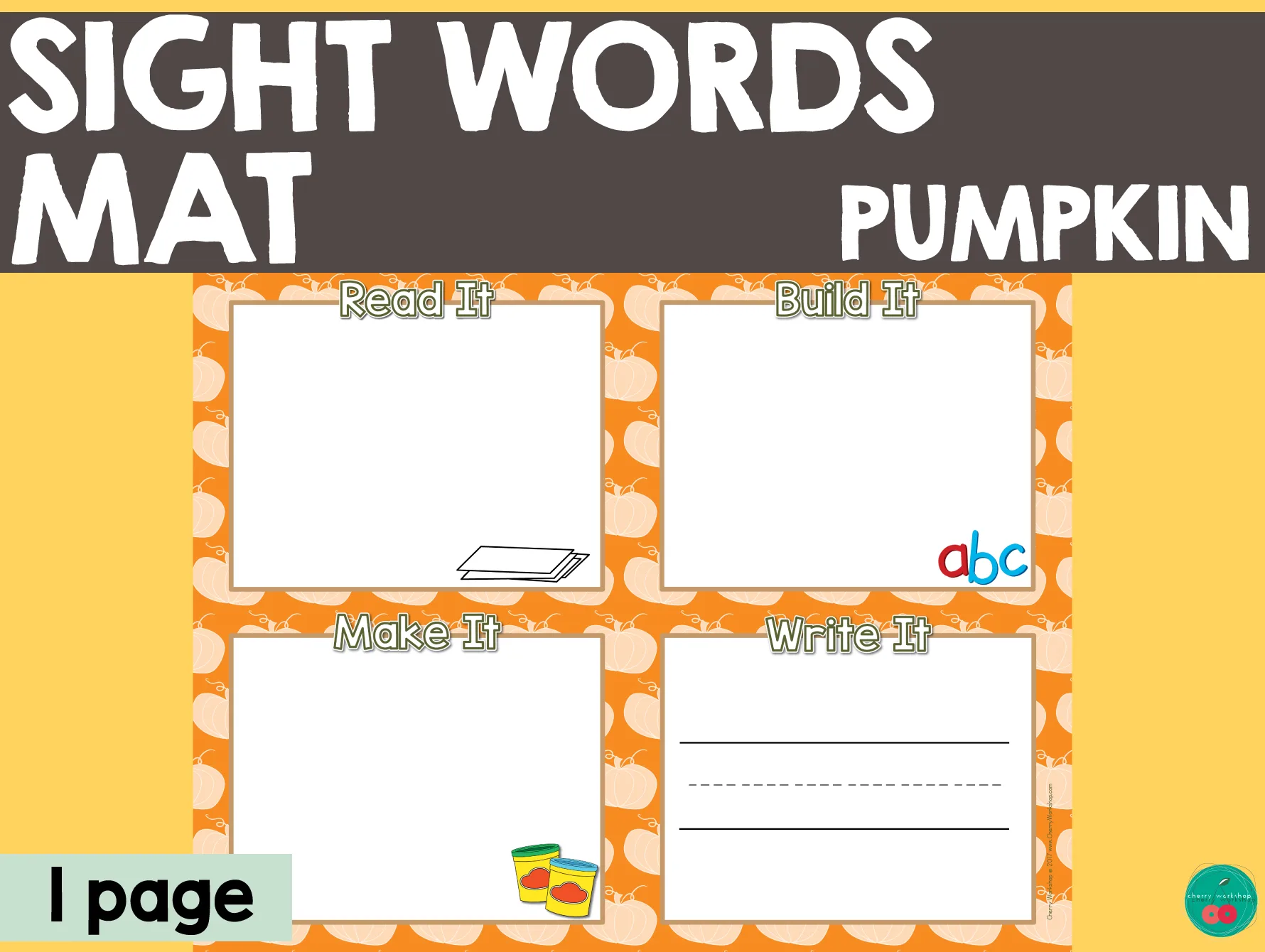 Sight Words Mat - Pumpkin by Teach Simple