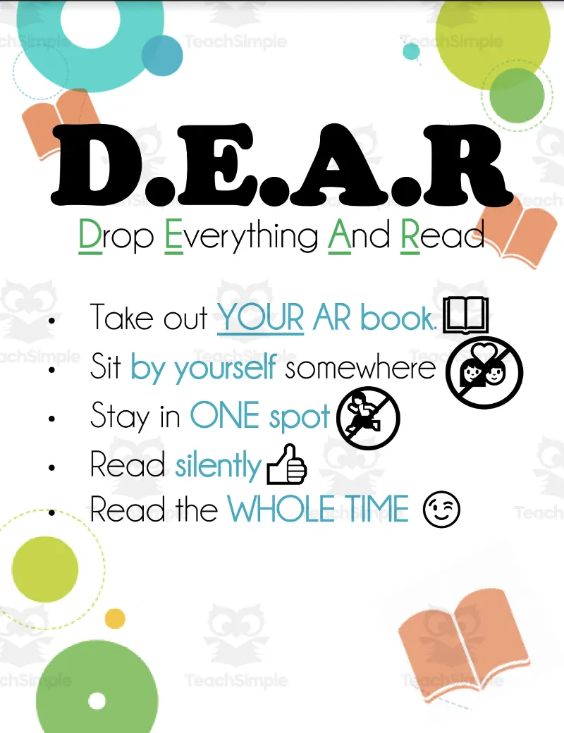 Silent Reading D.E.A.R. Poster by Teach Simple